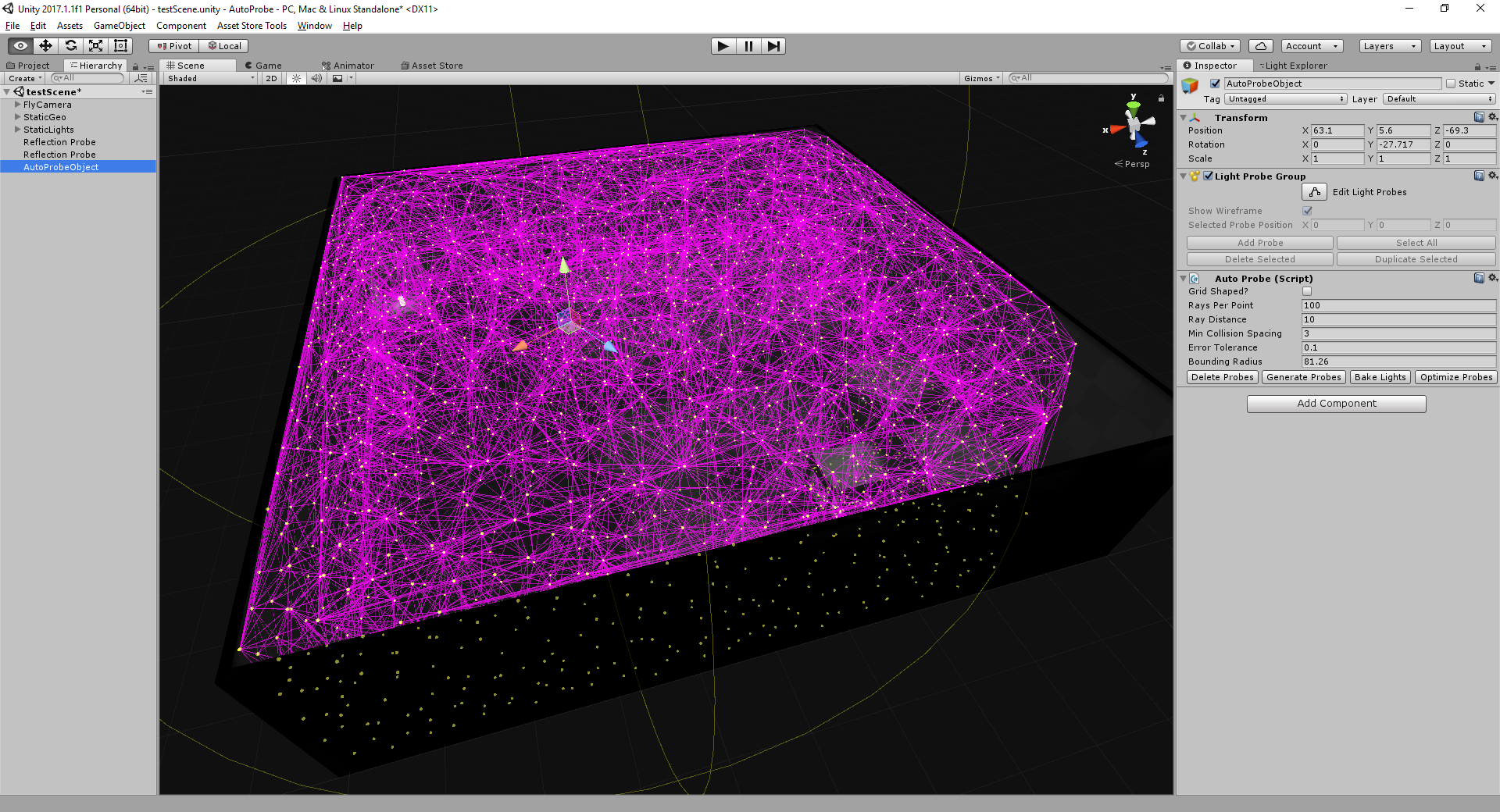AutoProbe unity asset for optimizing dynamic lighting probes